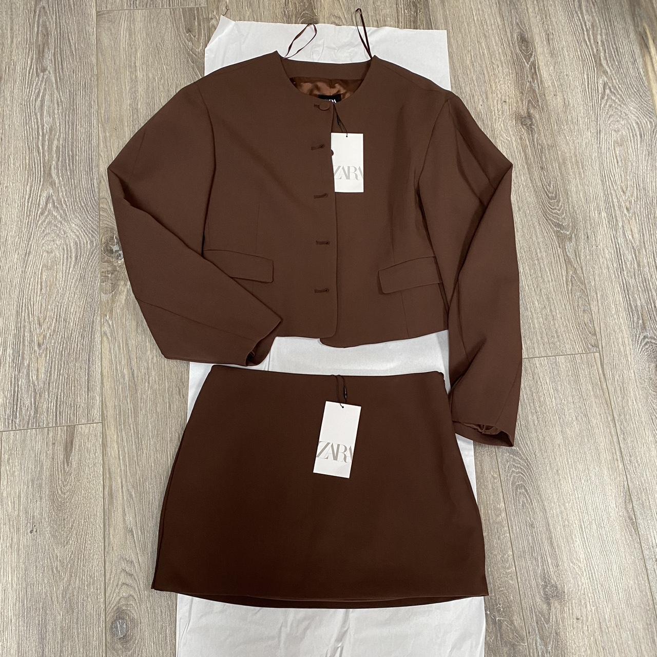 Zara balloon blazer brown Brand new with tags... - Depop