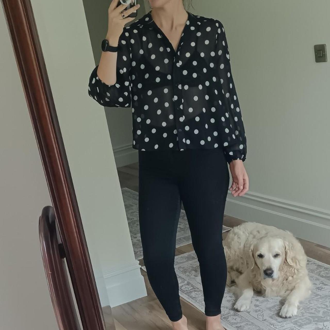 sheet new look poka dot blouse size 10 | Depop