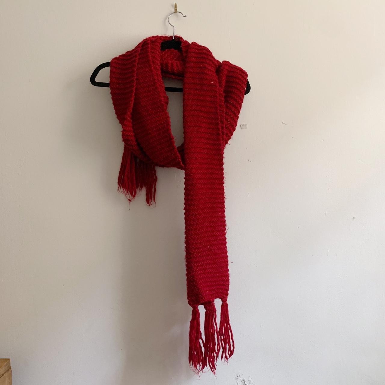 Classic red knit ribbed winter scarf Good used... - Depop