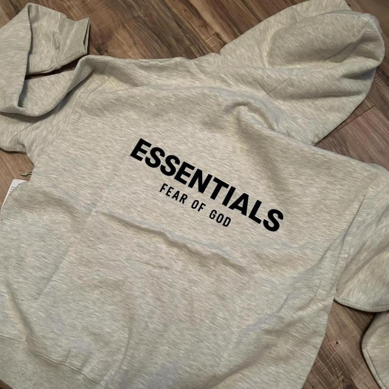Grey essentials hoodie in great condition - Depop