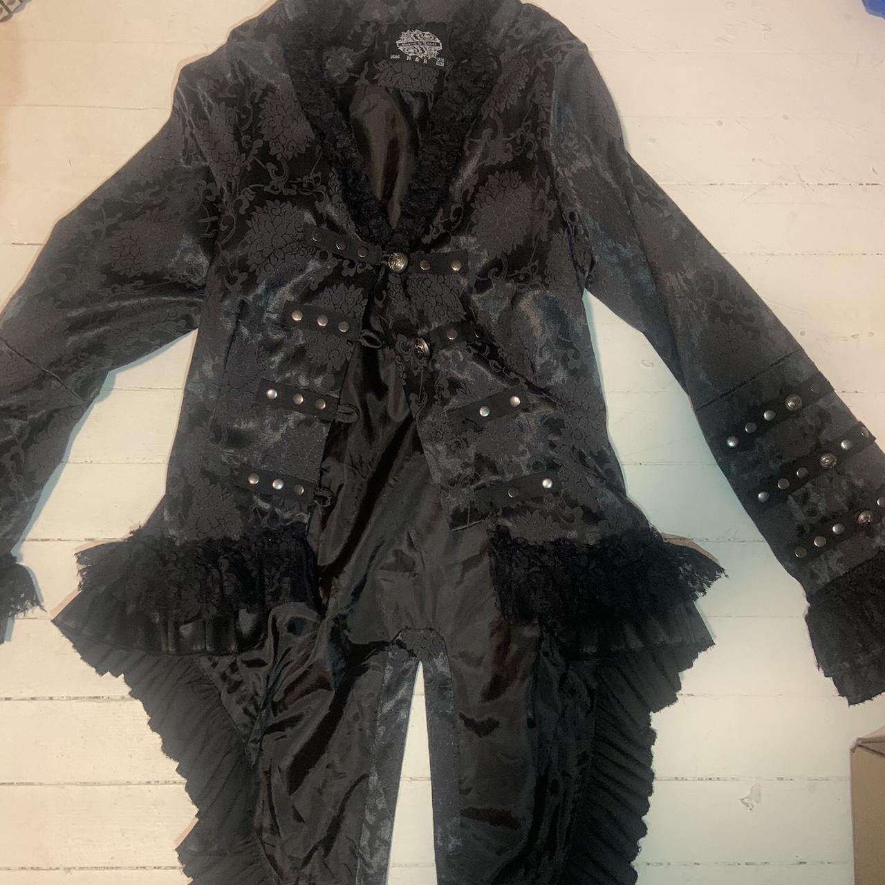 hearts and roses trad goth formal coat 2 buttons... | Depop