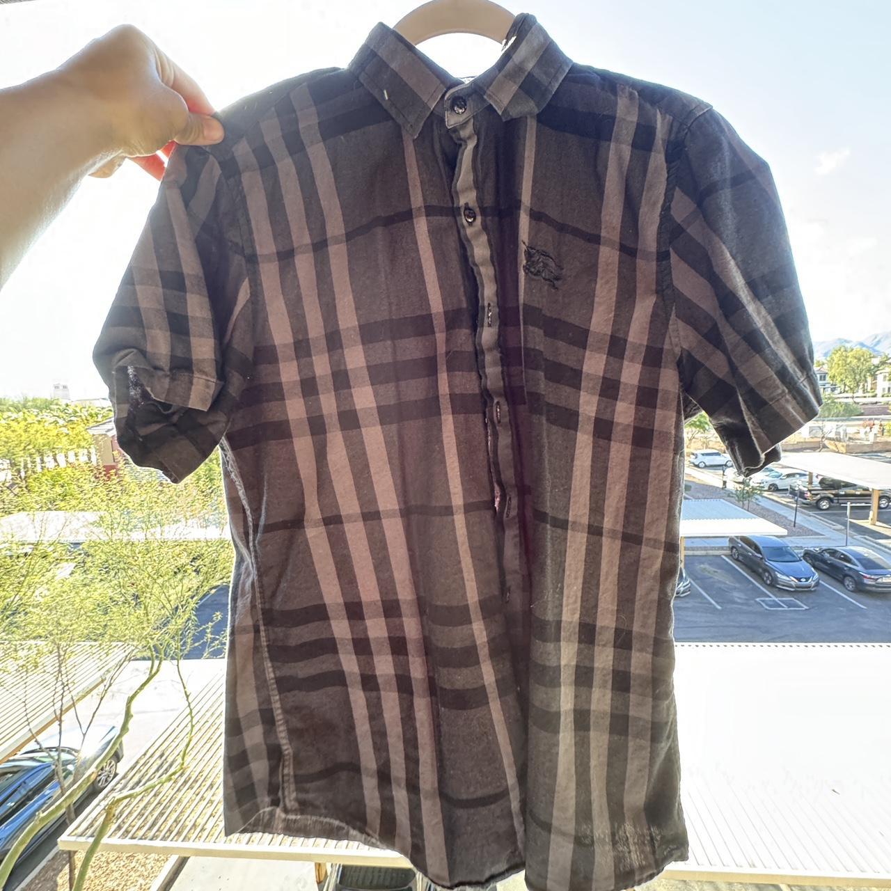 Burberry Button up Shirt size xxl youth fits like... - Depop