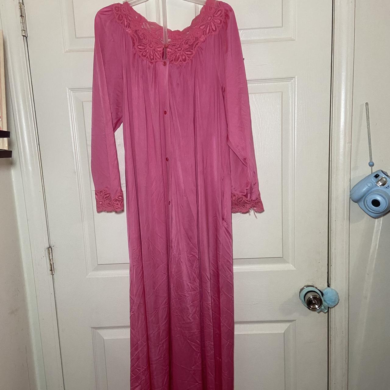 🧸 Coquette Long Pink Silk Nightgown... - Depop