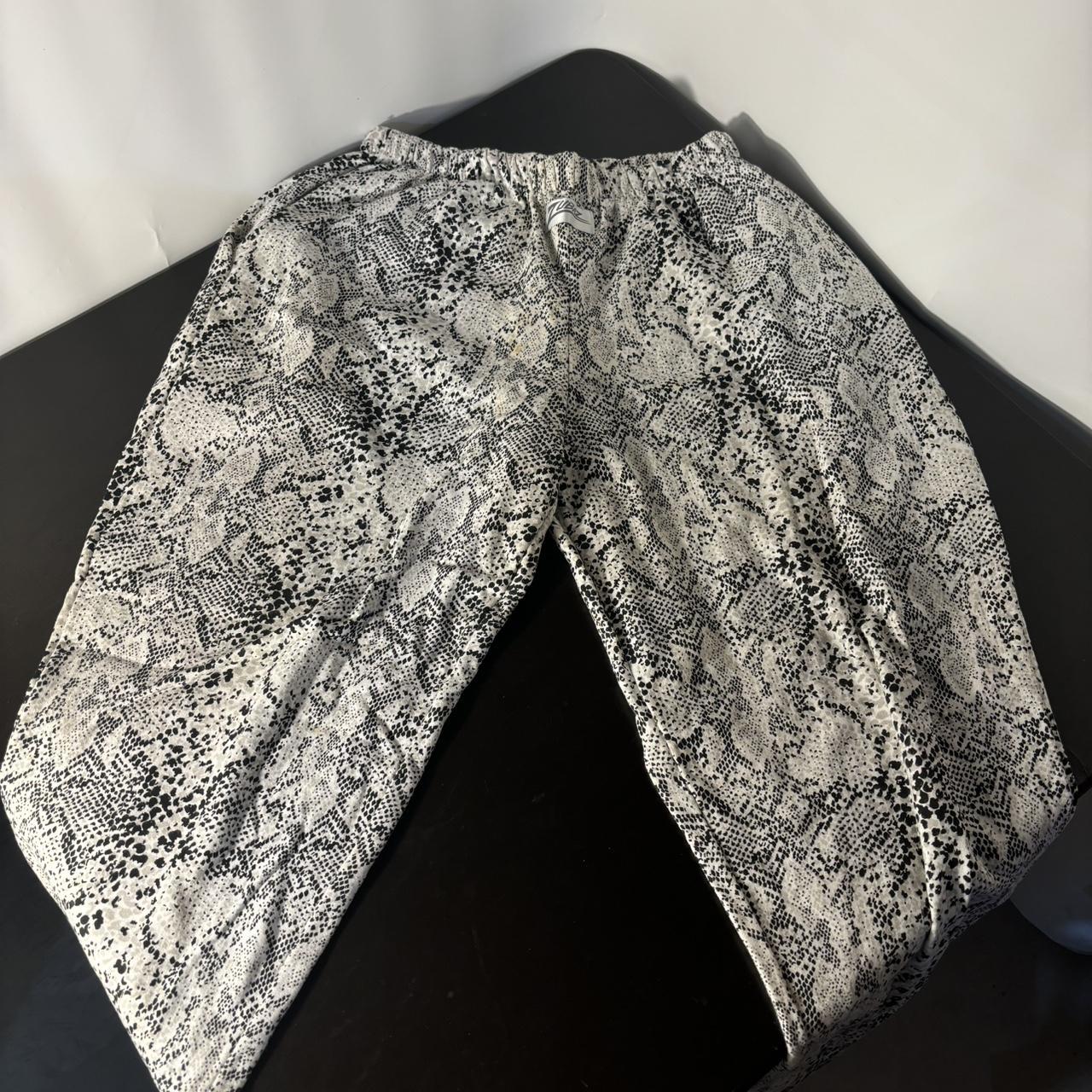 White and black snake print Zubaz sweatpants... - Depop
