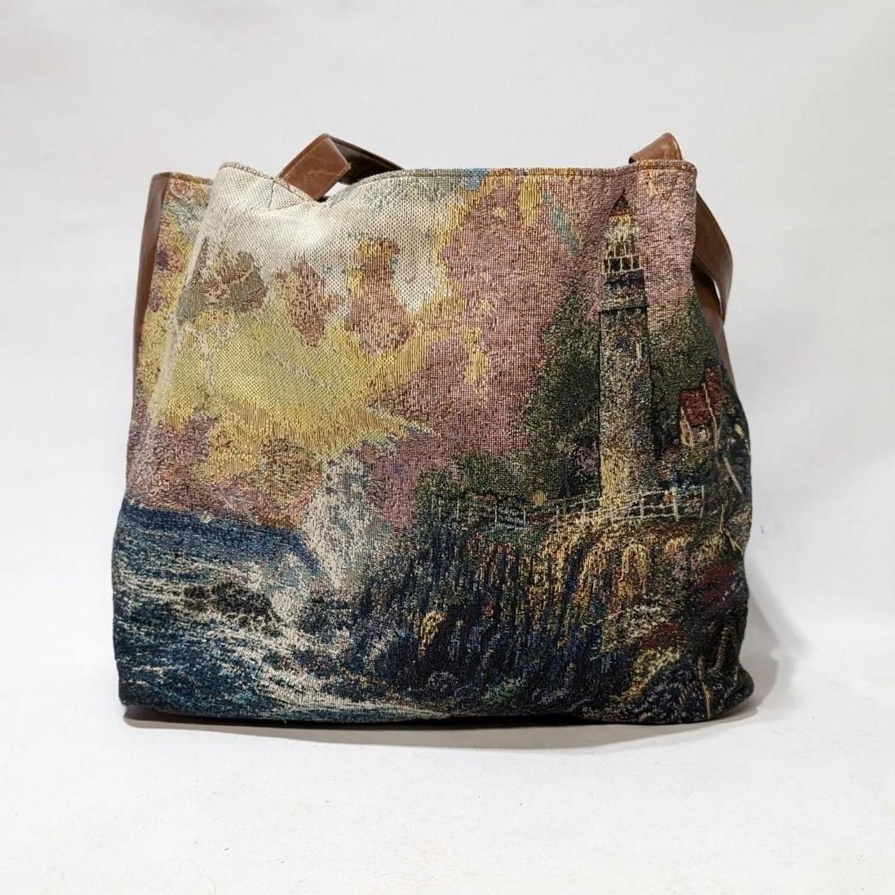 Thomas Kinkade Lighthouse Tapestry Tote Vegan Faux... - Depop