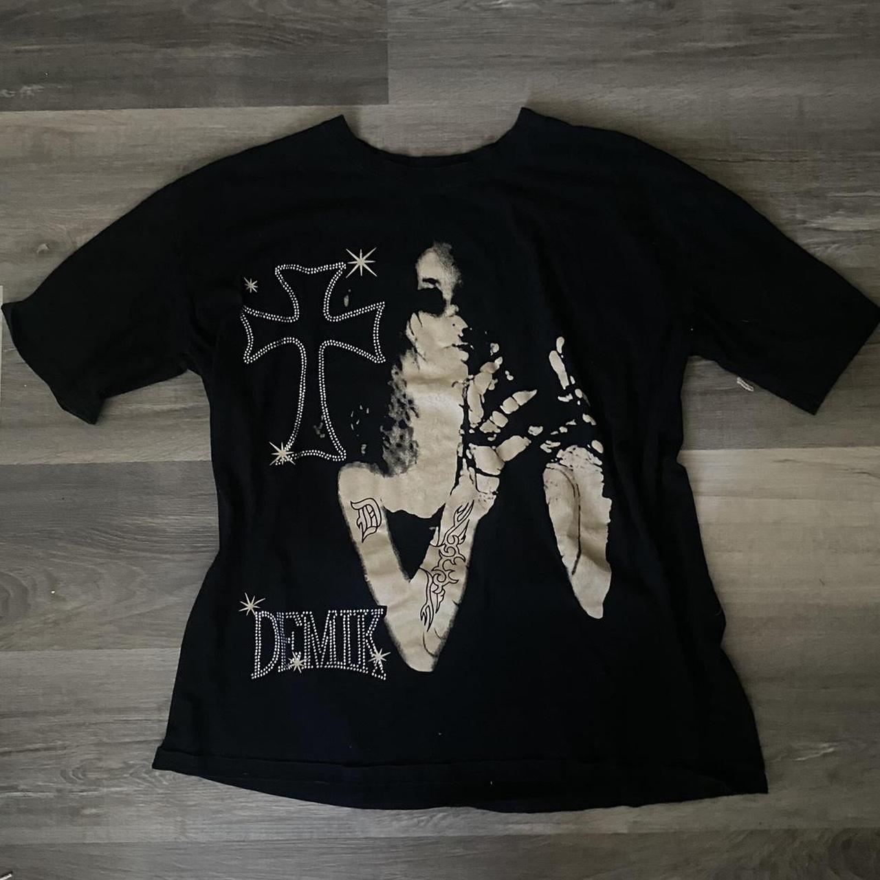 black men’s y2k style tshirt with rhinestones size... - Depop