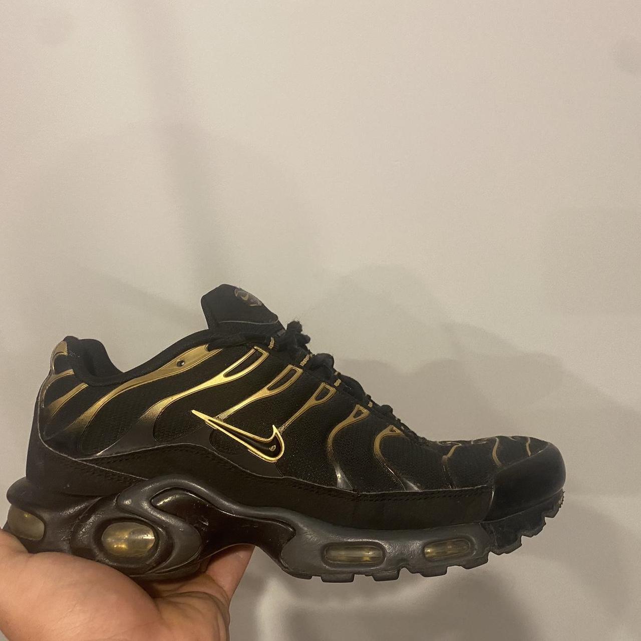 Used pair of tns. Black and gold Missing insole Uk7... - Depop