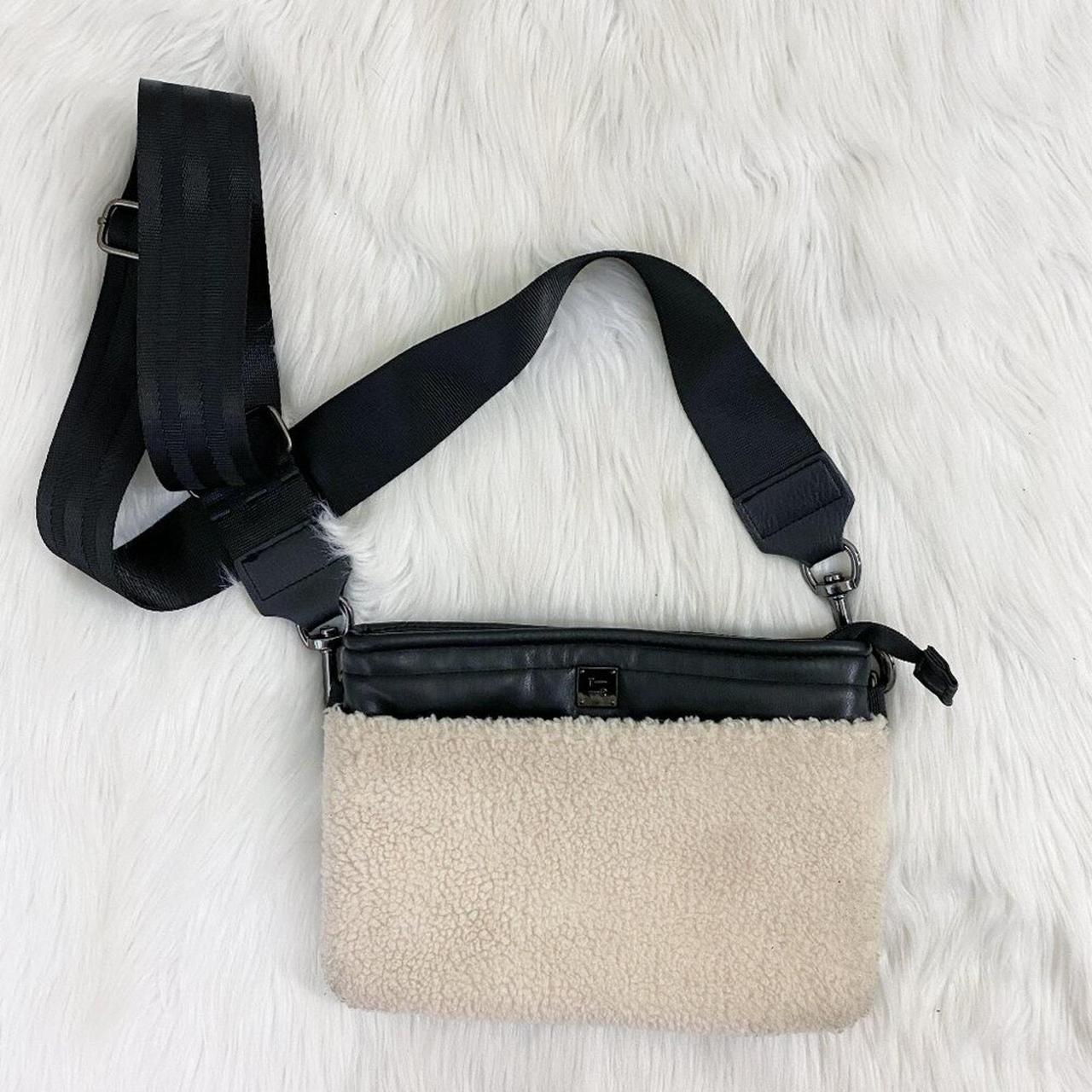 Think Royln Black and Cream Faux Leather & Shearling... - Depop