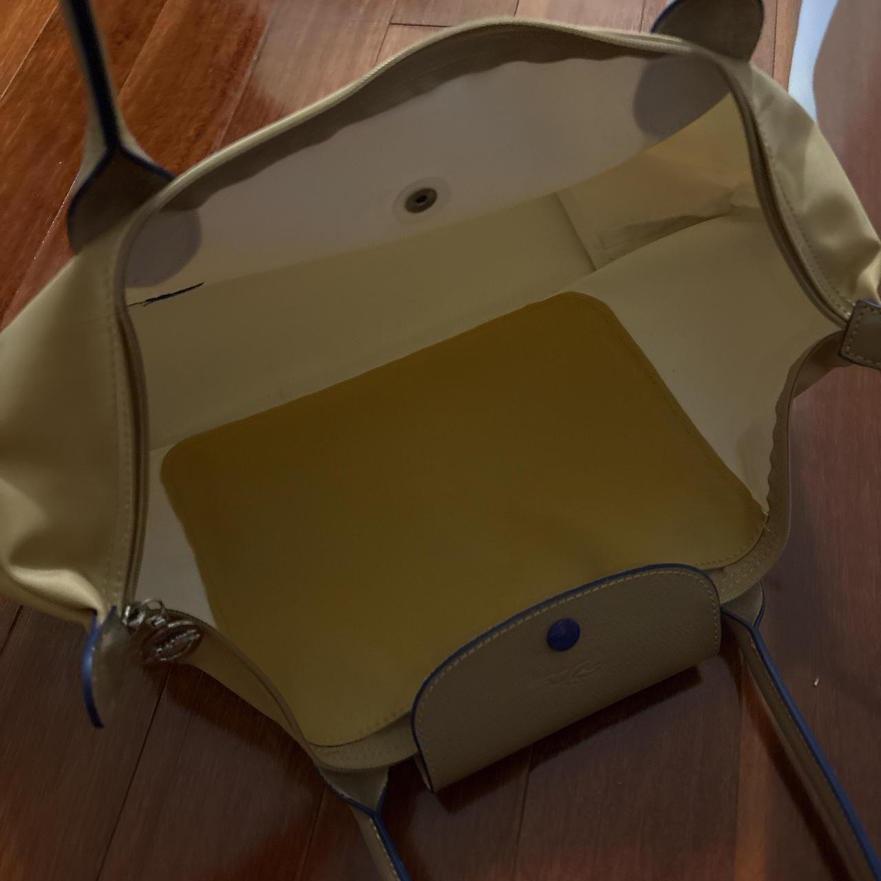 Longchamp tan navy tote bag ️ 45cm x 28cm ish... | Depop