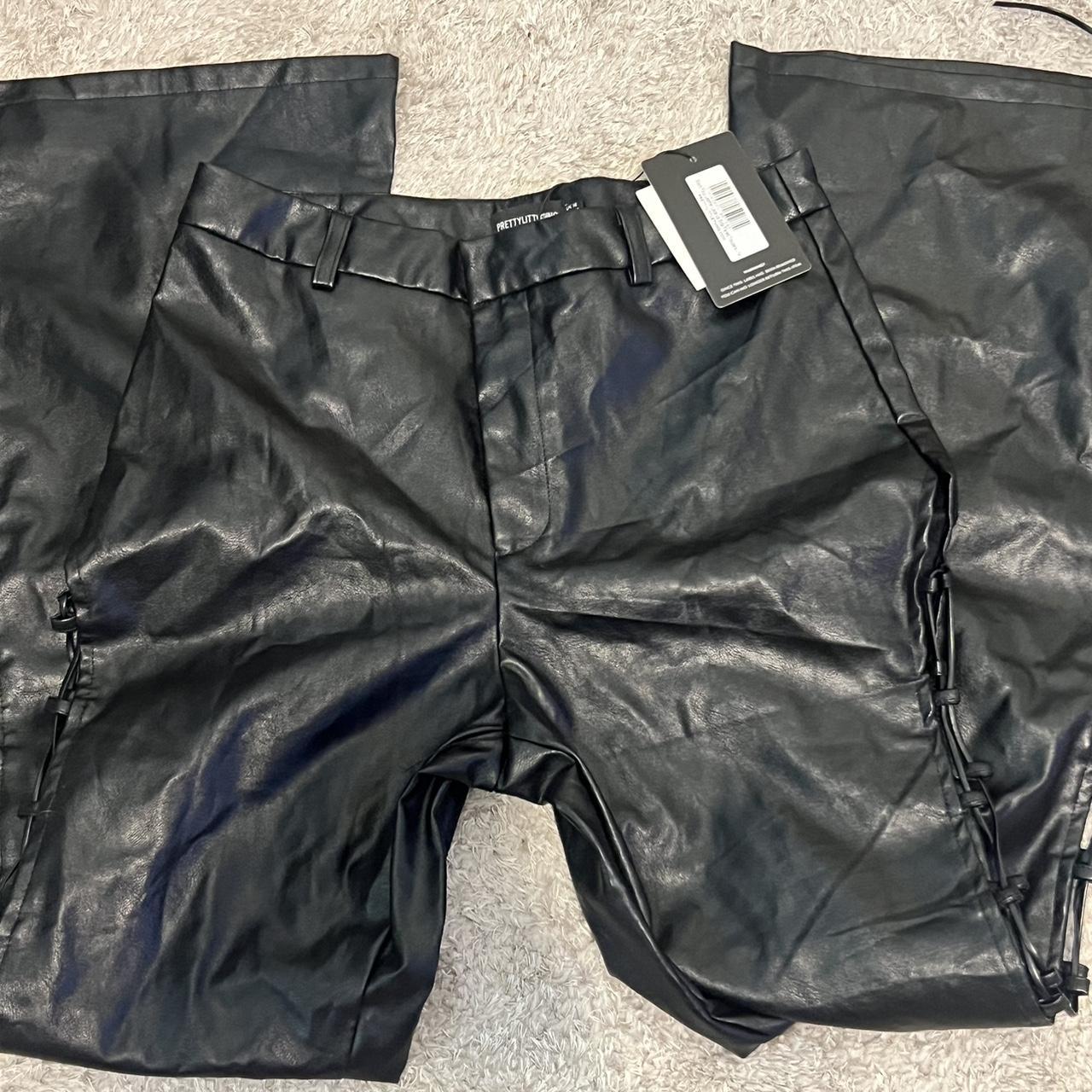 PLT Leather pants have this cool detail going down... - Depop