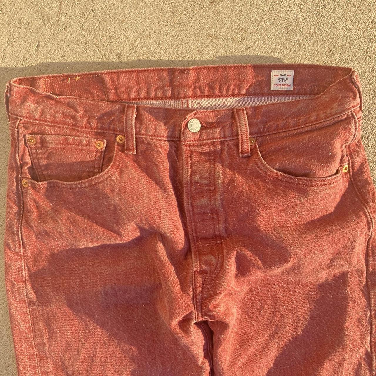 Coral red Levi's 501 jeans Classic 501s in rare... | Depop