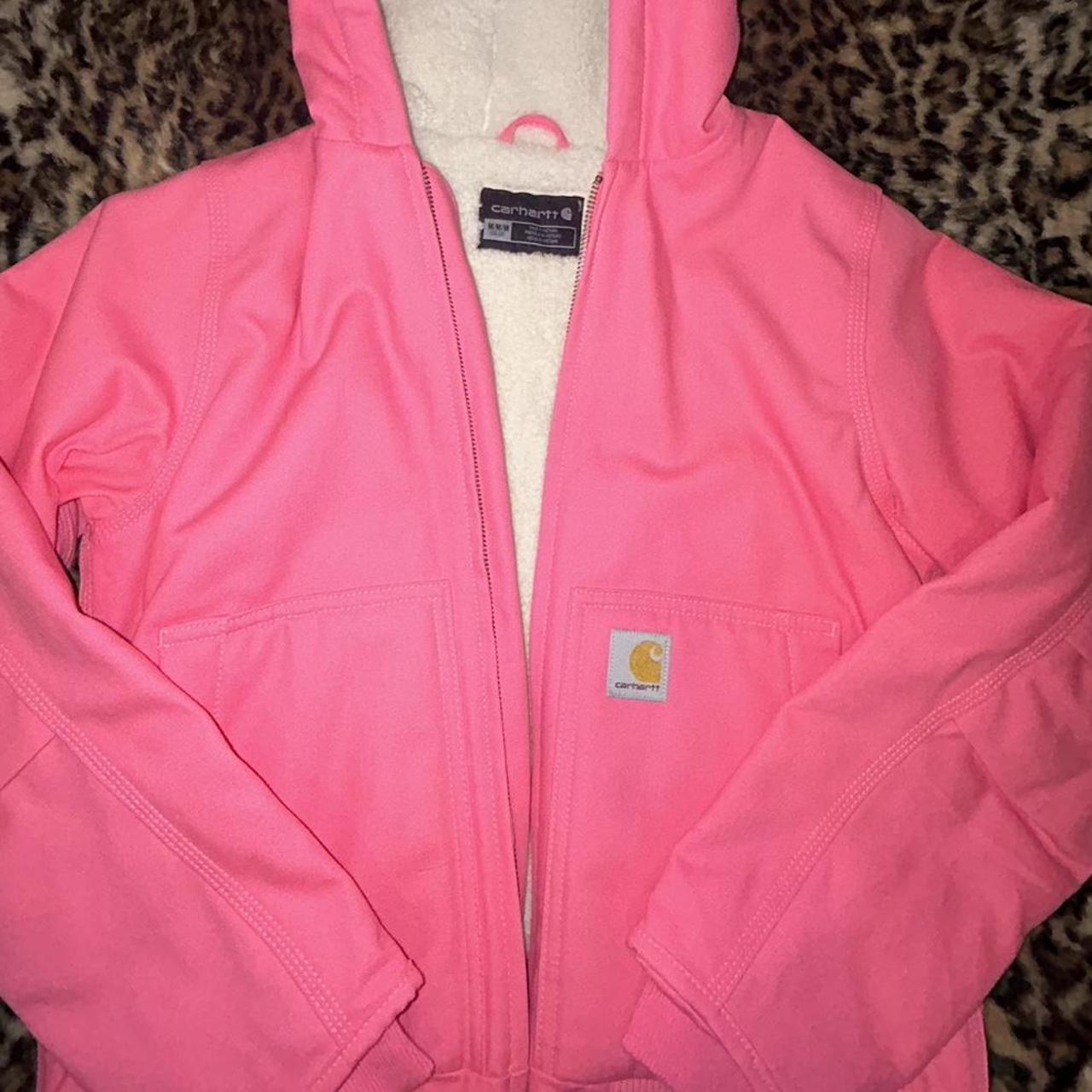 Pink Carhartt Sherpa lined jacket #pinkjacket... - Depop