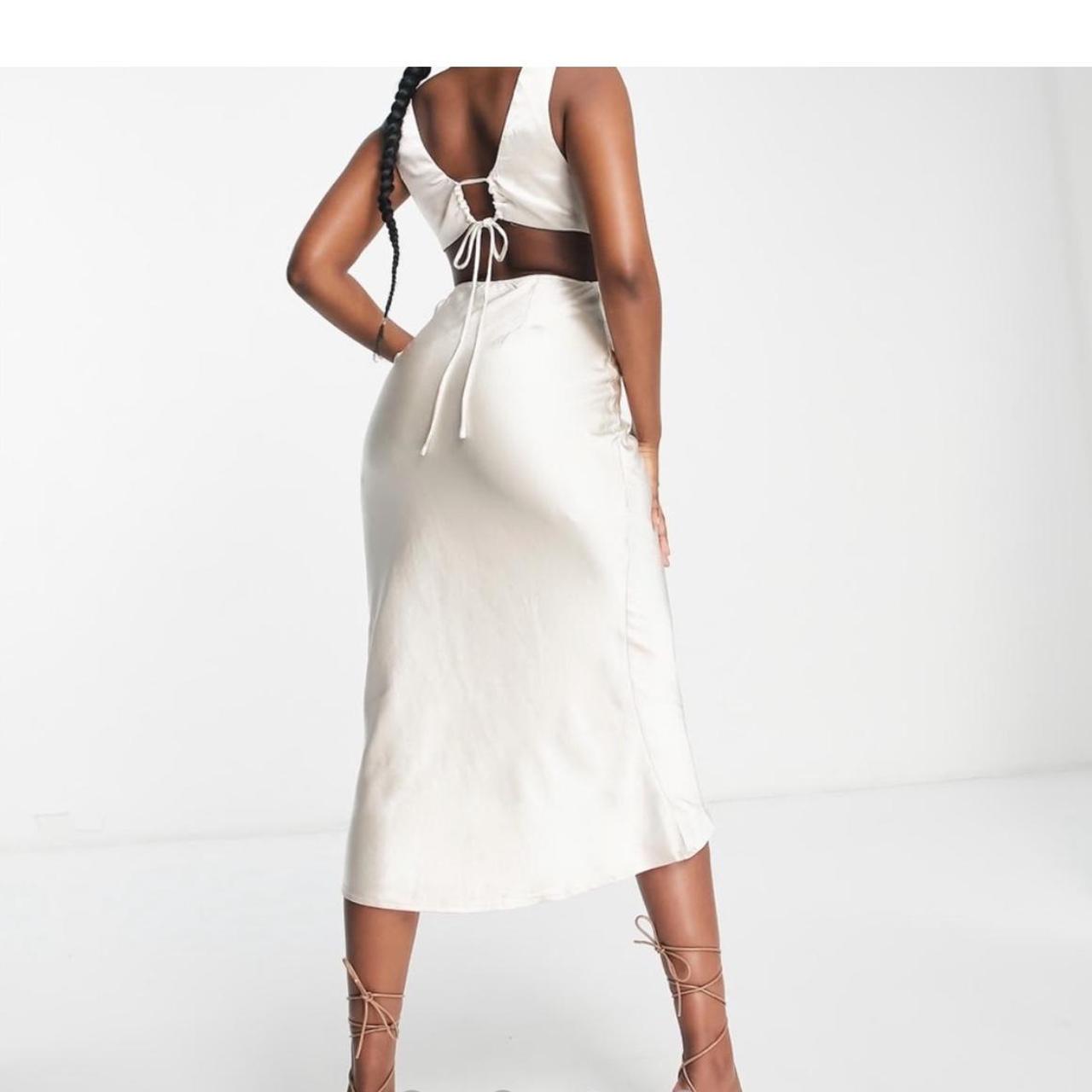 ASOS cream metallic slip midi dress. Midi dress by... | Depop