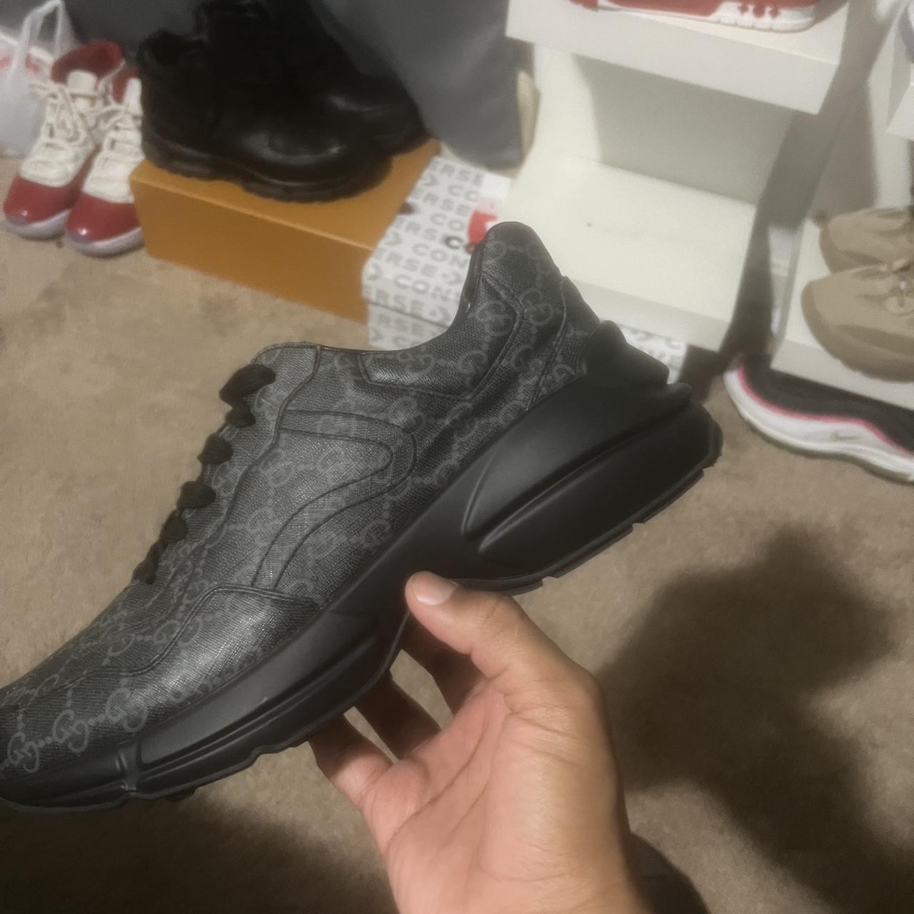 Black/Charcoal gucci rython sneakers - Depop