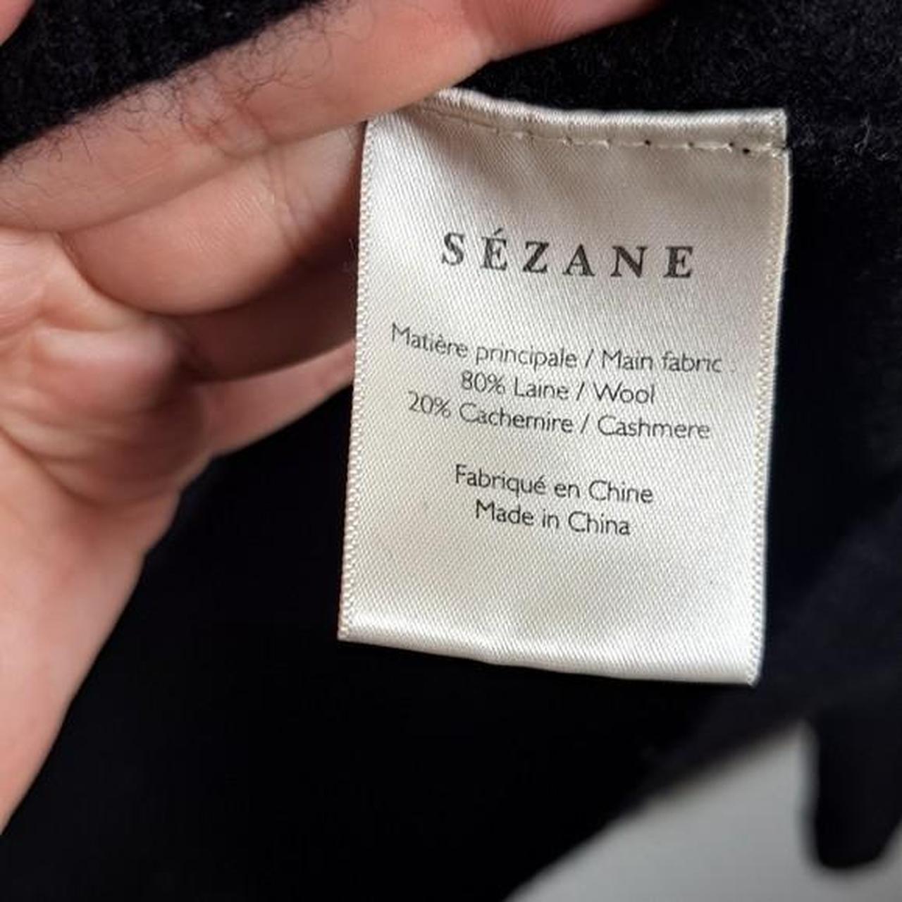 Sézane Black Wool and Cashmere Blend Button Up... - Depop