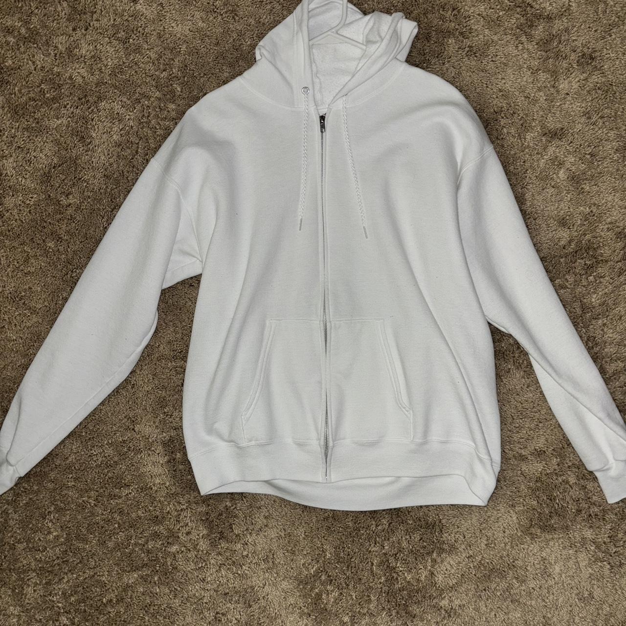 Plain White Zip Up - Depop