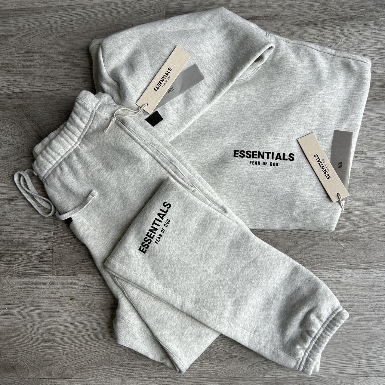 Grey Light Oatmeal Essentials Tracksuit Brand new... - Depop