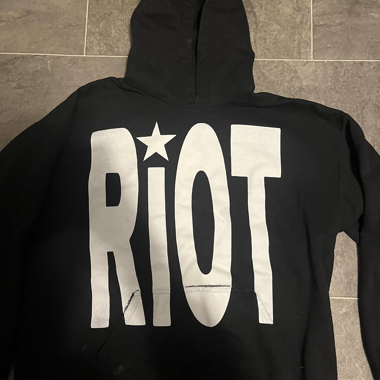 Black riot hoodie send offers - Depop