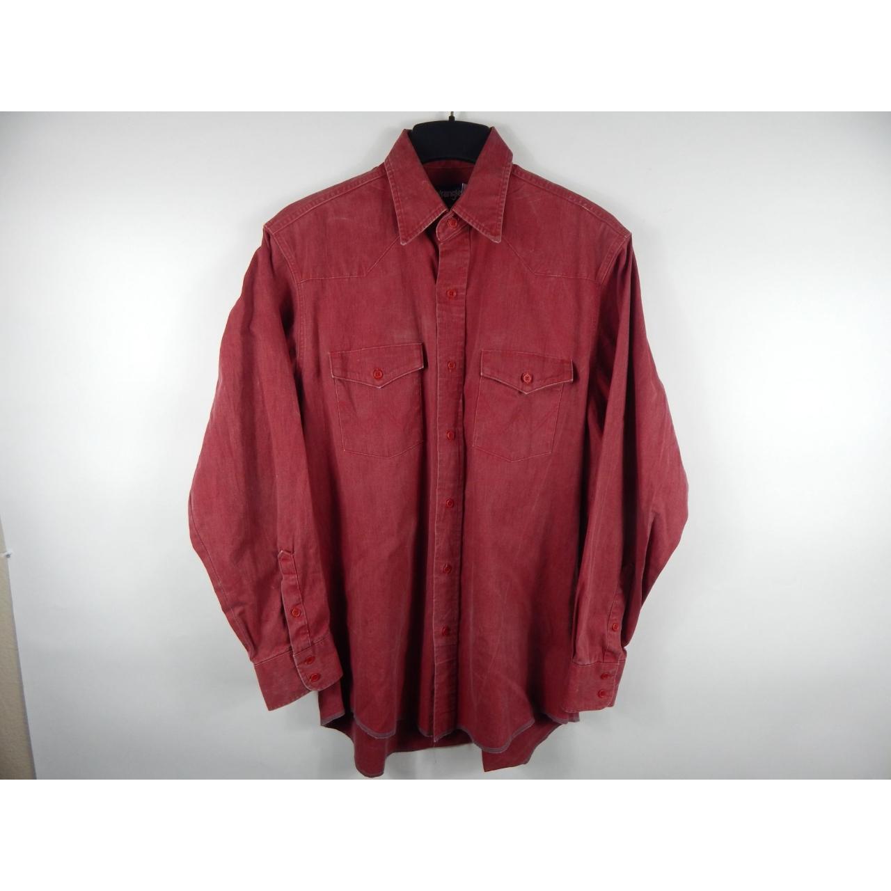 Vintage Wrangler Brushpopper Western Shirt Red 16-34... - Depop