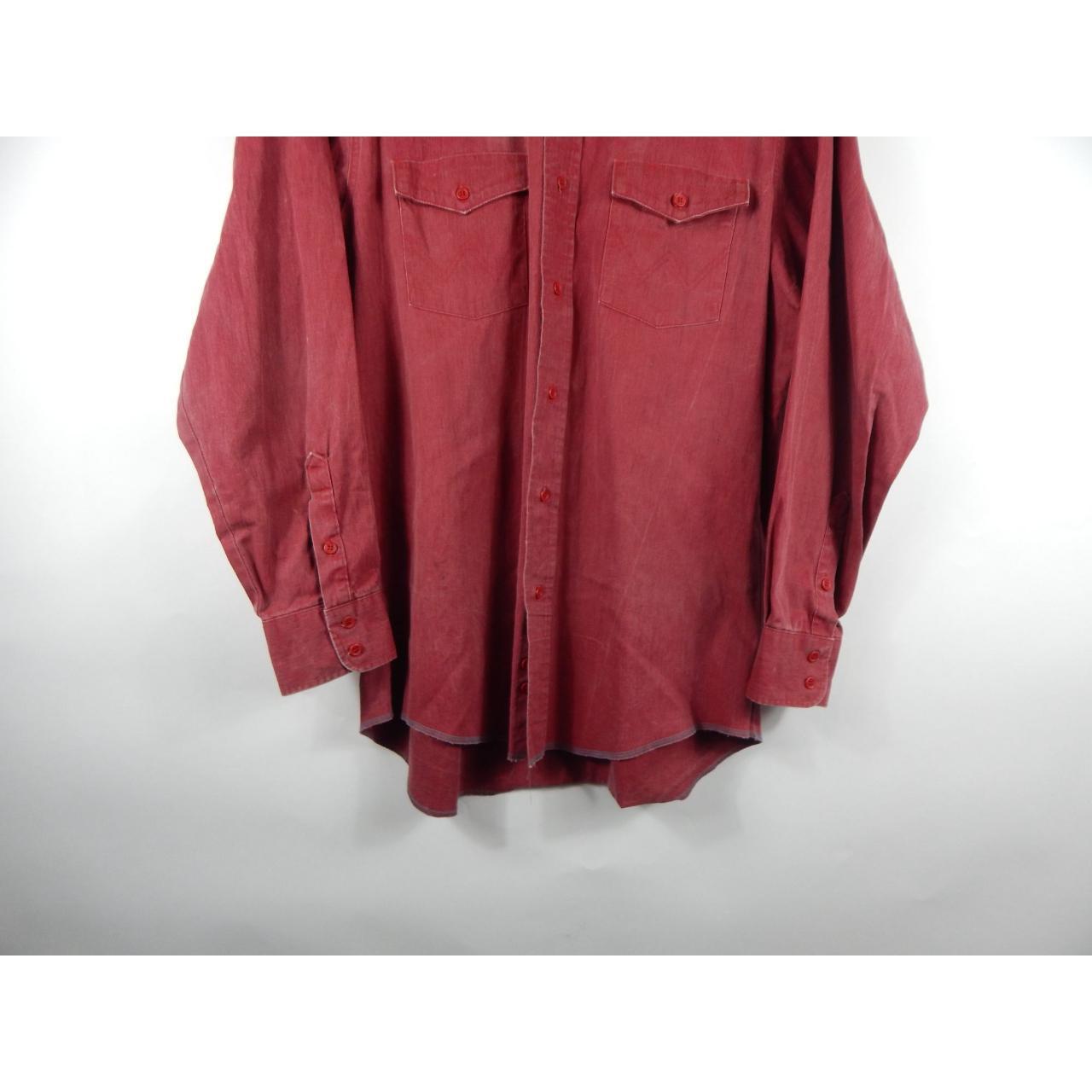 Vintage Wrangler Brushpopper Western Shirt Red 16-34... - Depop