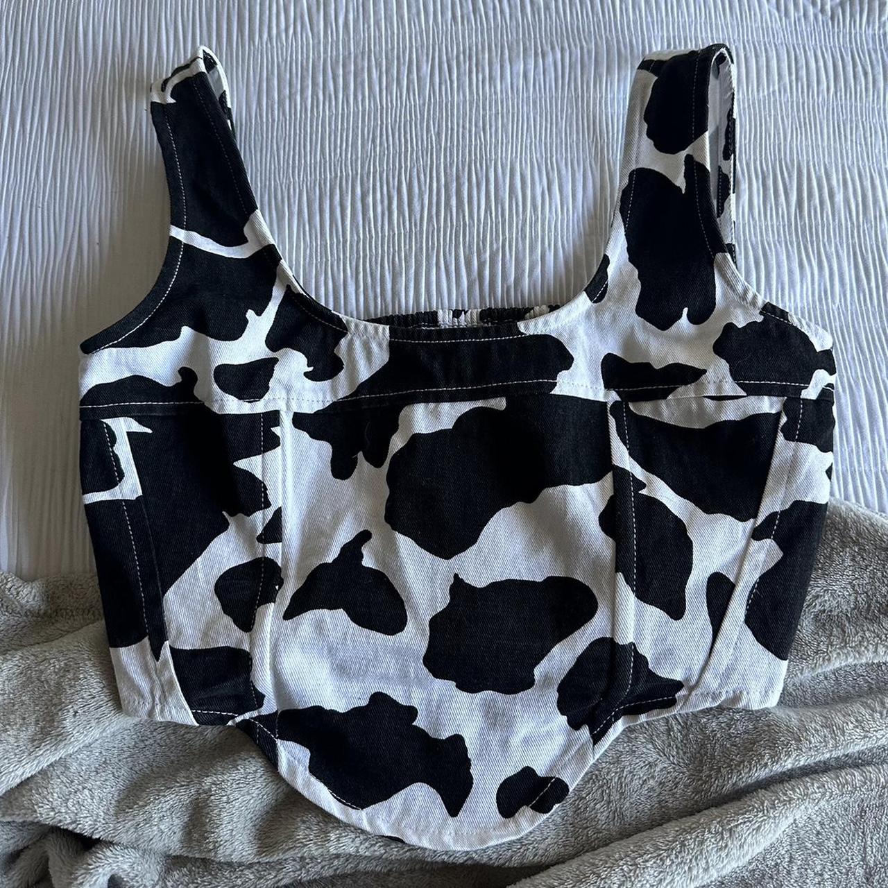 Lone Star Cow print corset tank -cropped -wiring on... - Depop