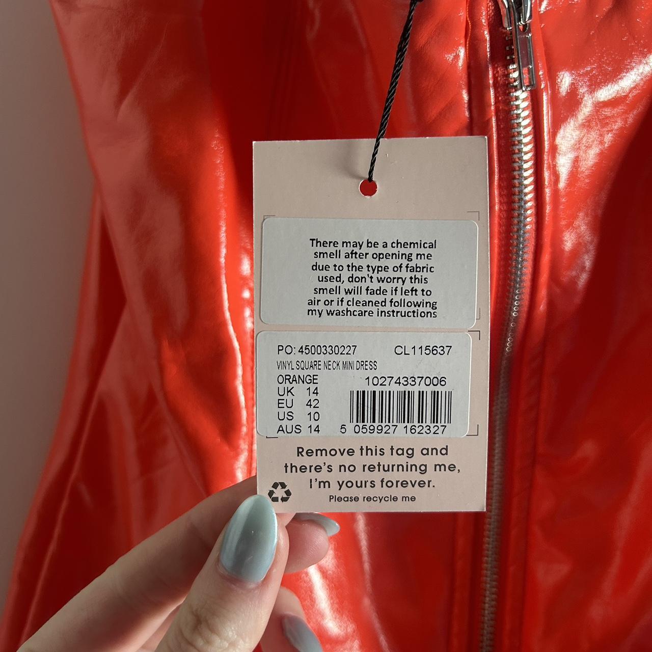 Missguided Orange Vinyl Party Dress - new with tags - Depop