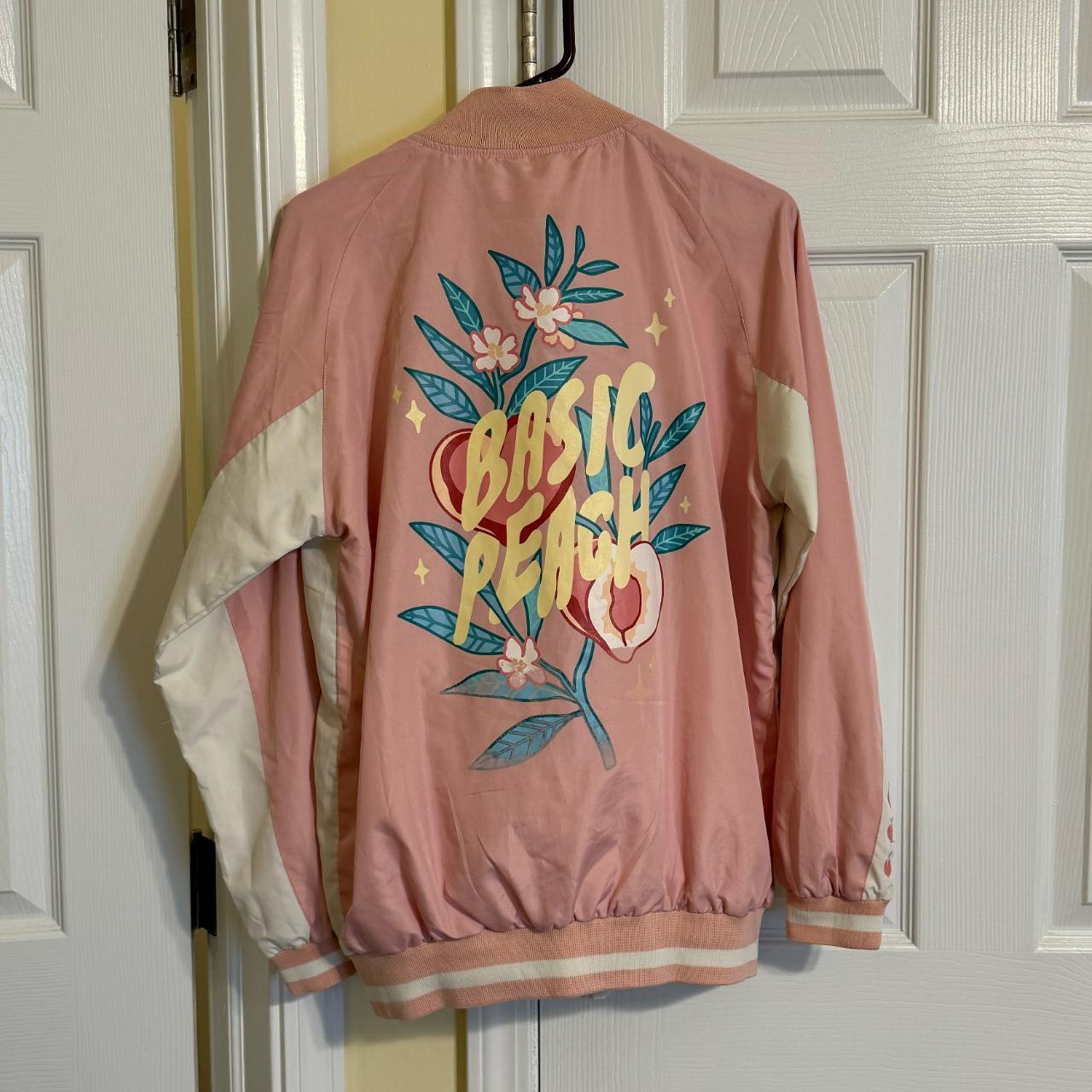 Snowlattes Basic Peach Varsity jacket. Well worn.... - Depop