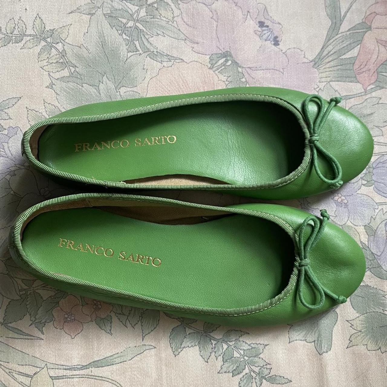Green Leather Ballet Flats - great condition flats -... - Depop