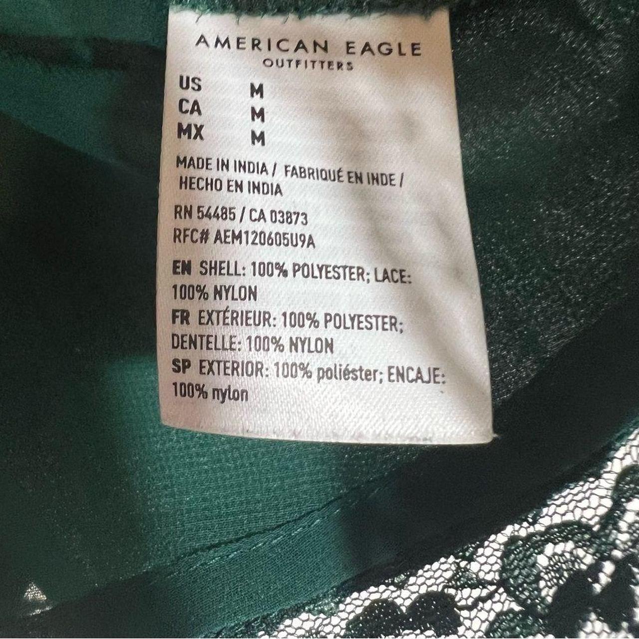 American Eagle Dark Green Flowy Lace Cami Crop Top... | Depop