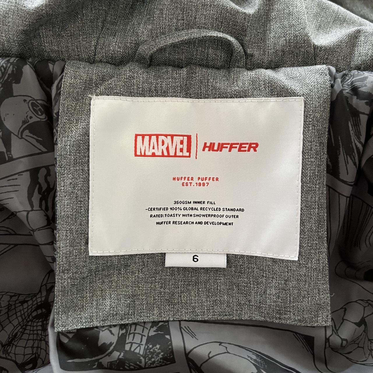 Huffer x Marvel puffer jacket in perfect condition,... - Depop