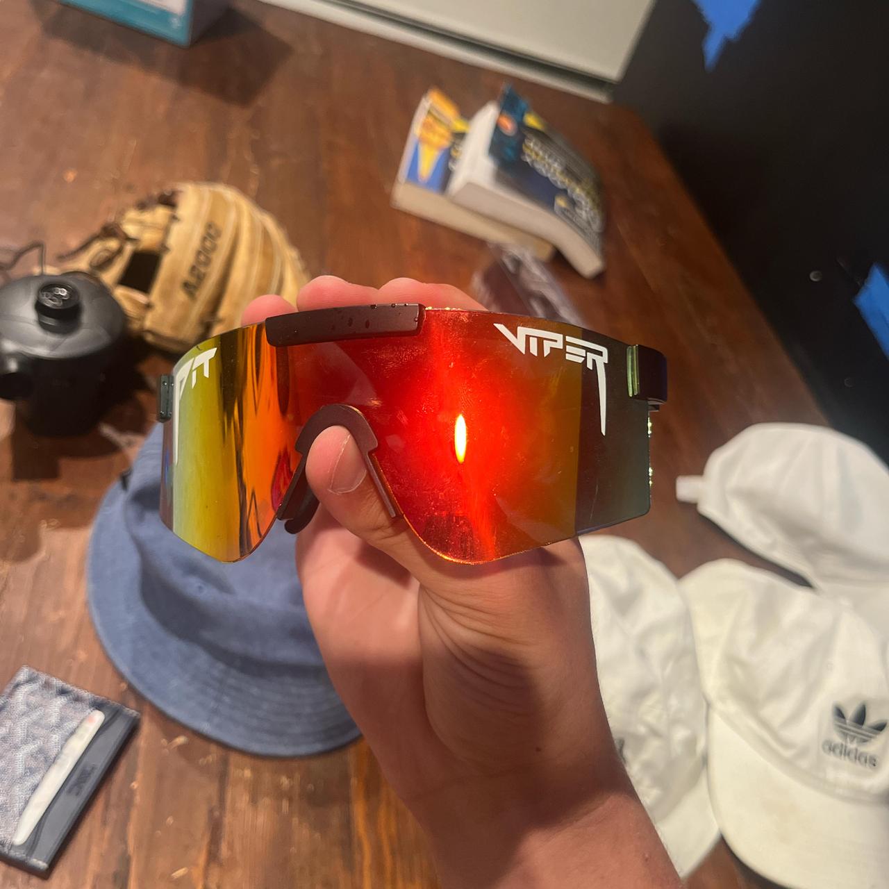 Pit Viper sunglasses with red and orange lenses - Depop