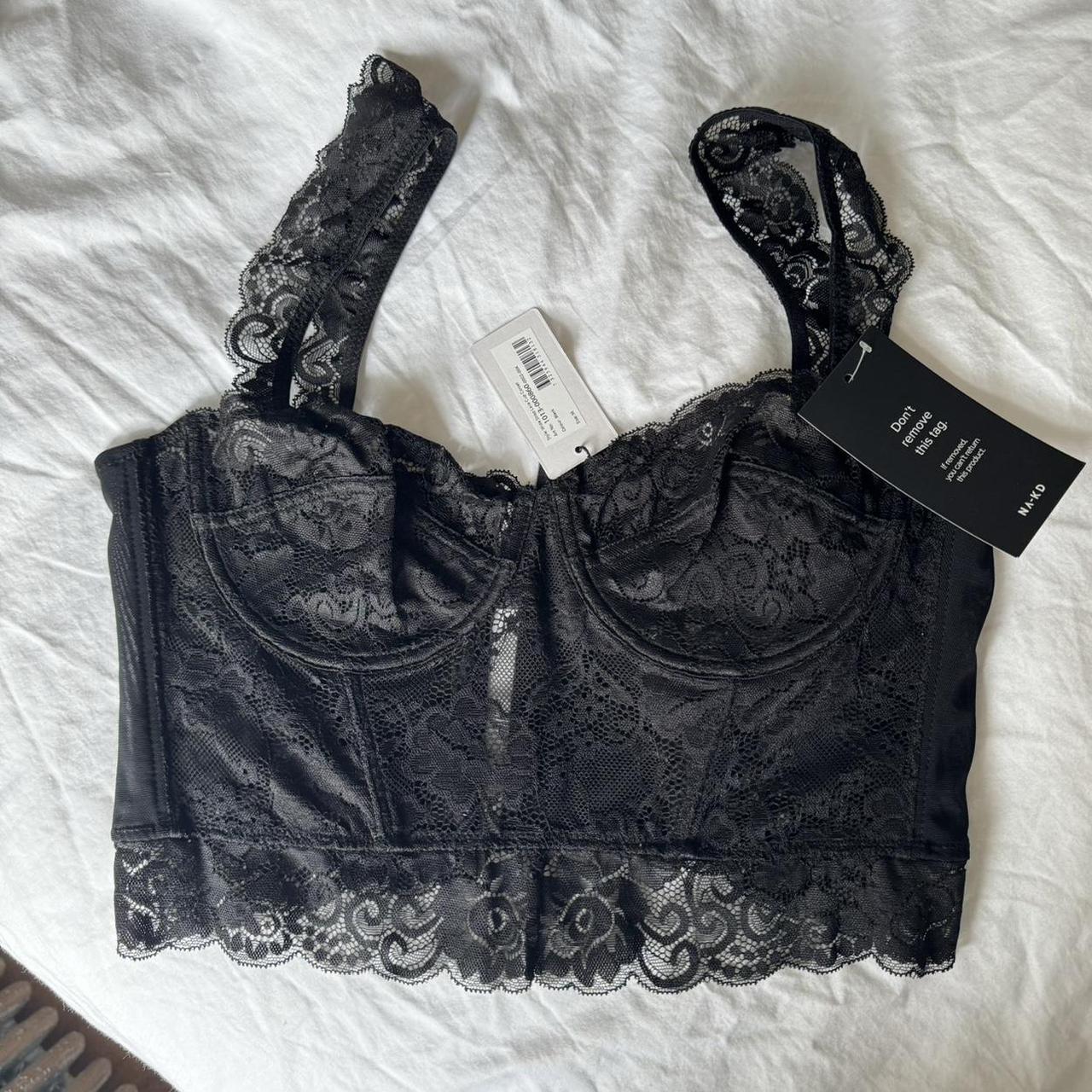 Wide strap lace cut corset NA-KD Medium - Depop