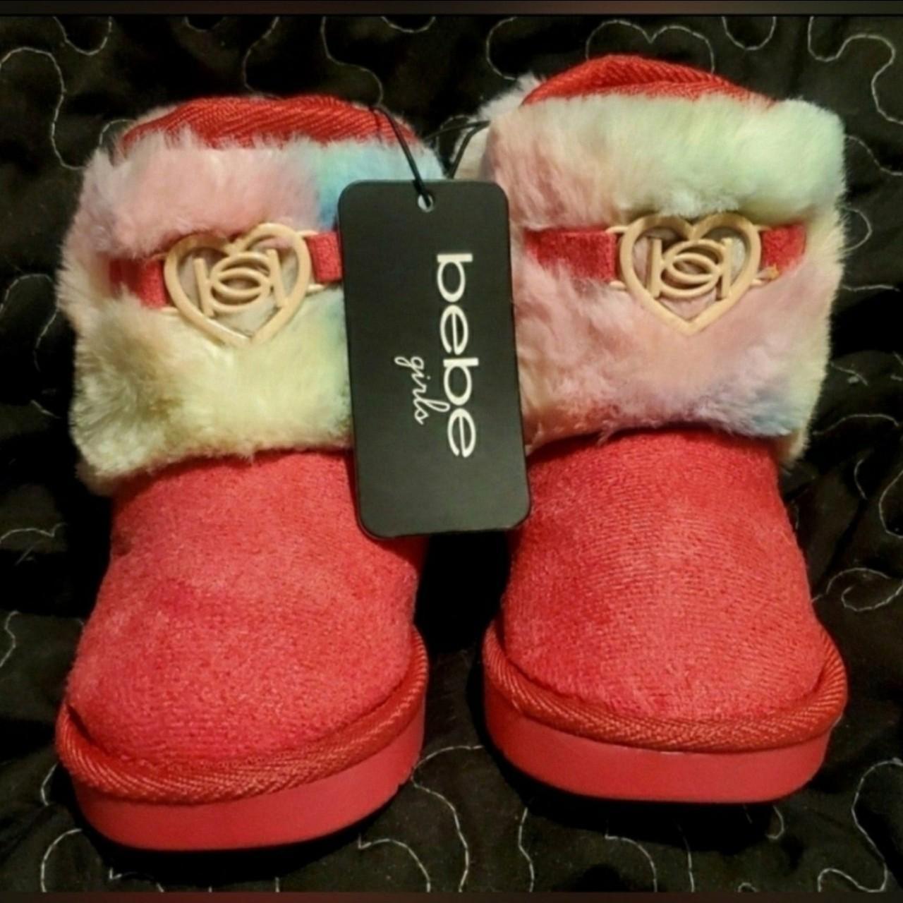 NWT Girl's Bebe Faux Fur Tie Dye boots. Size Toddler... - Depop