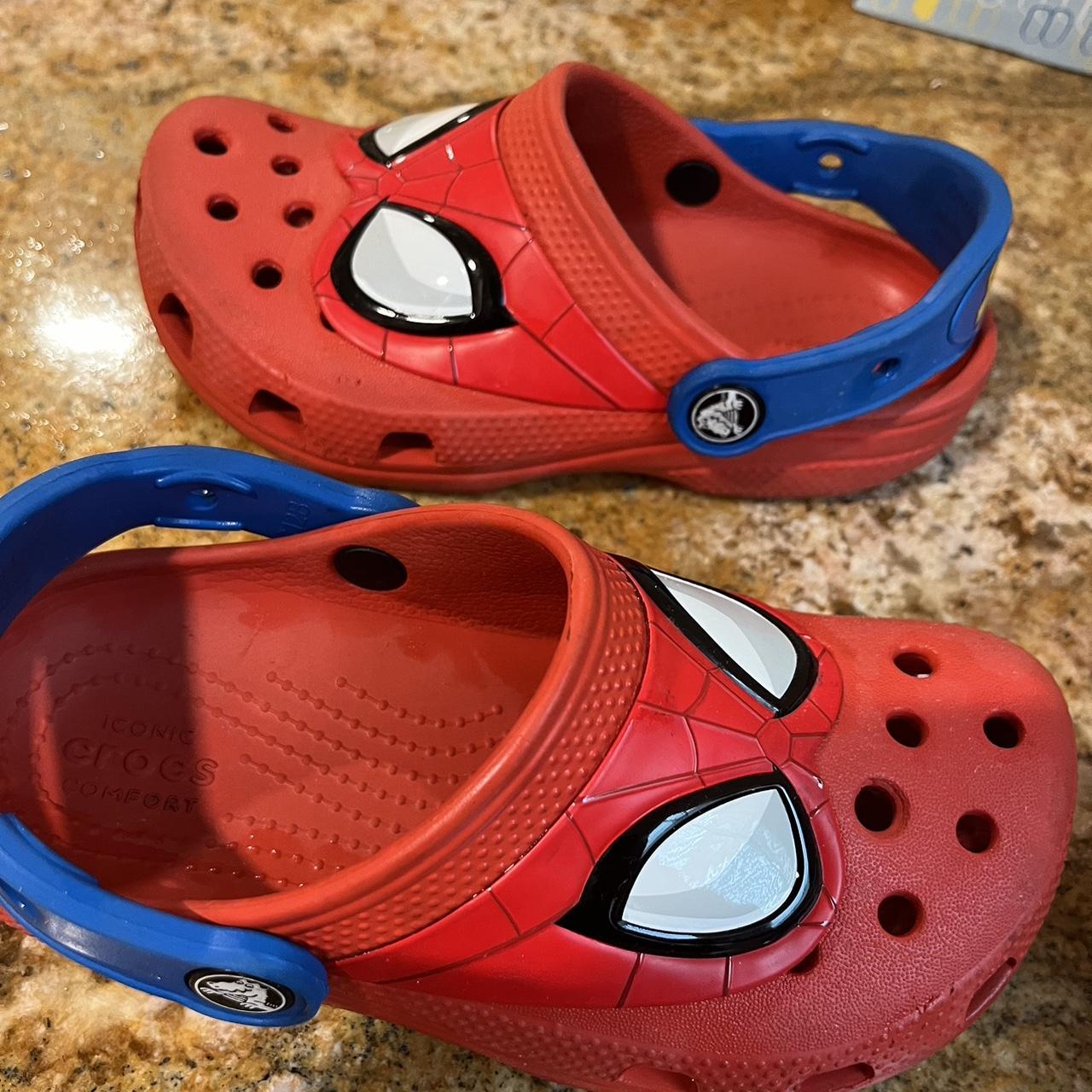 Spider man crocs kids!! C 12 Barely been warn... | Depop