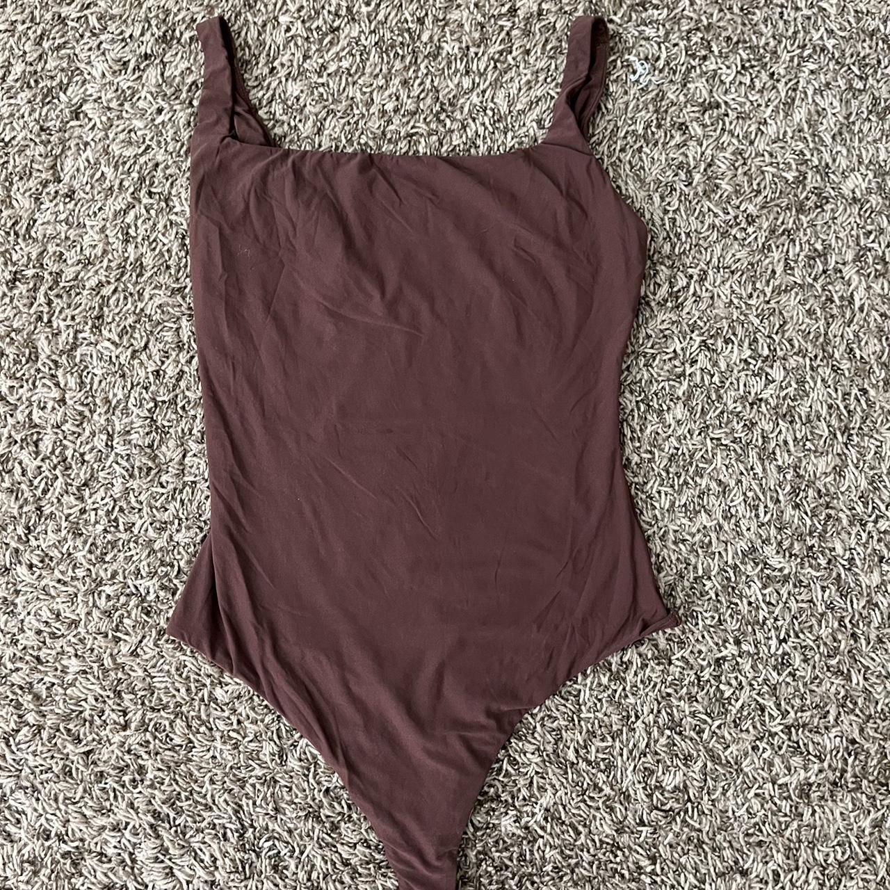 quince coffee brown sculpting bodysuit size m but... - Depop