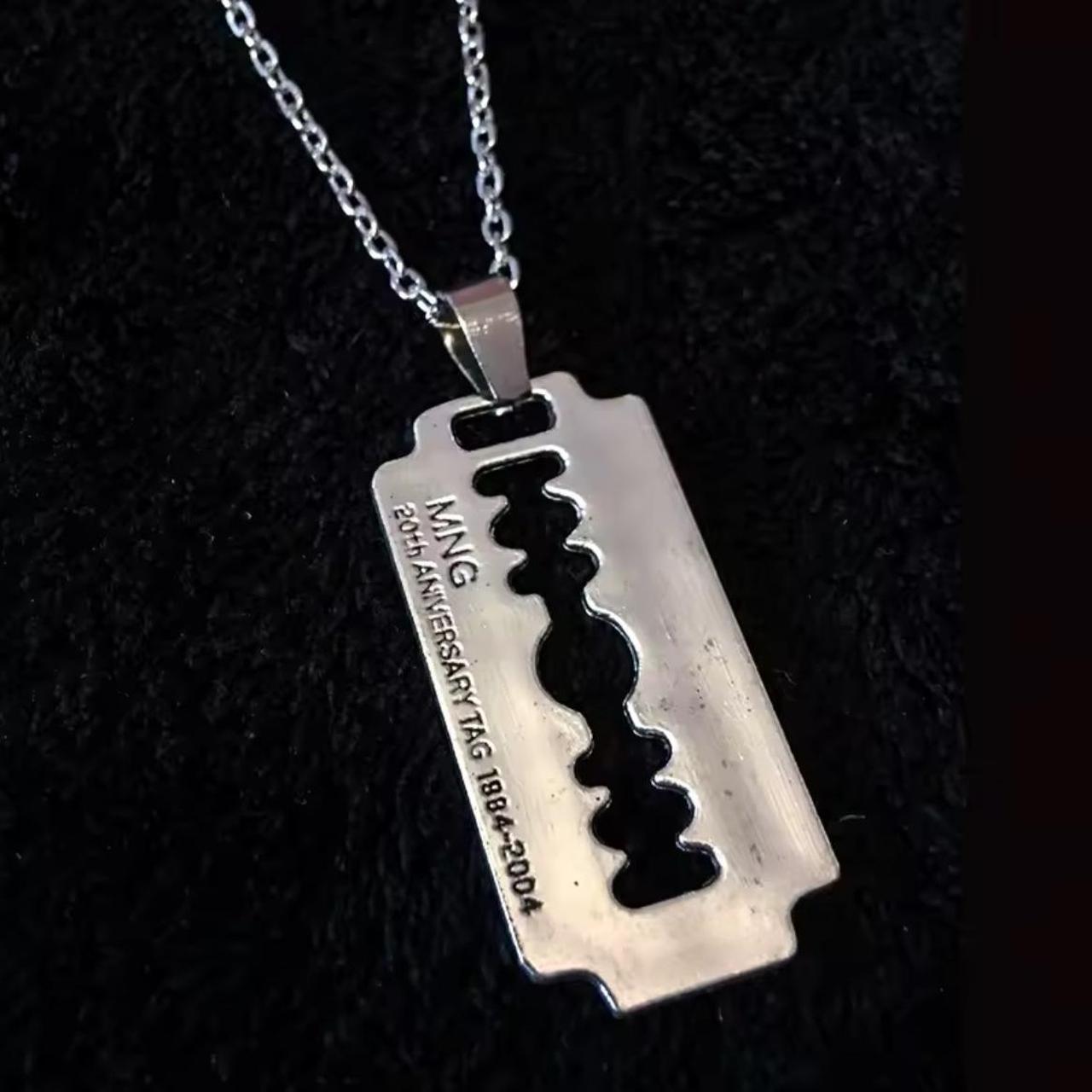 Silver razor blade necklace #goth #emo #grunge... - Depop
