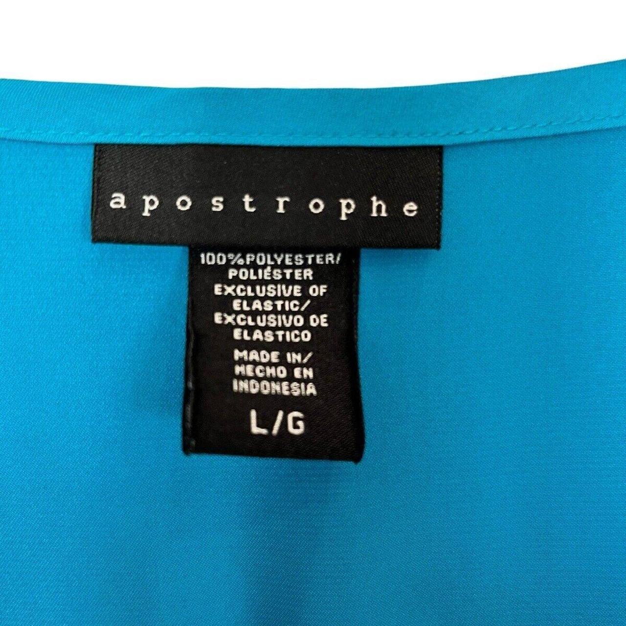 Apostrophe Blouse Top Womens Sz L Turquoise Blue... - Depop