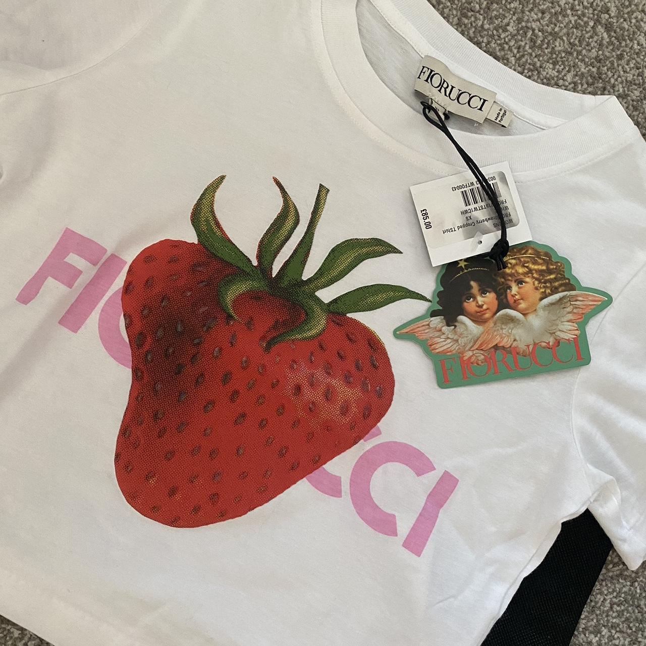 Fiorucci Strawberry Cropped Tee 🍓 Size XS... - Depop