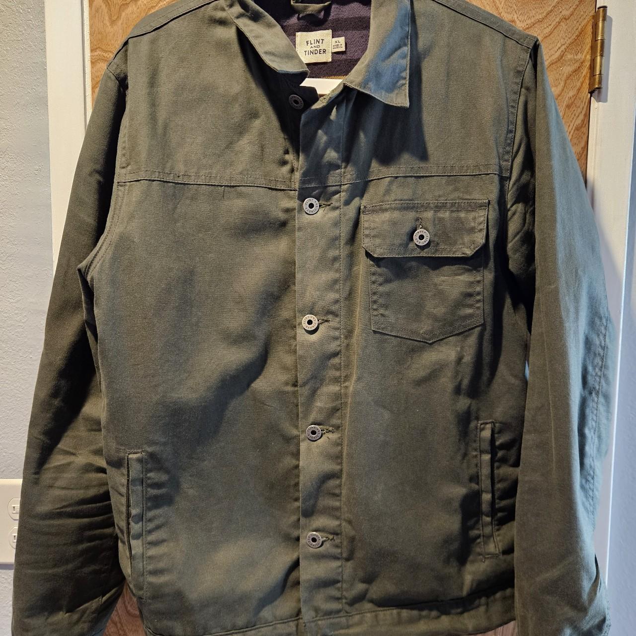 Flint And Tinder Waxed Trucker Jacket (Olive-XL).... | Depop