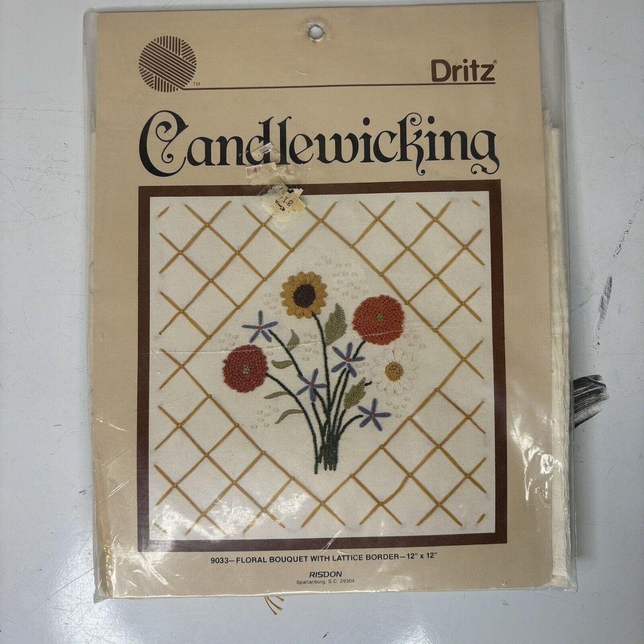 VTG Dritz Candlewicking Floral Lattice 12" x 12"... - Depop