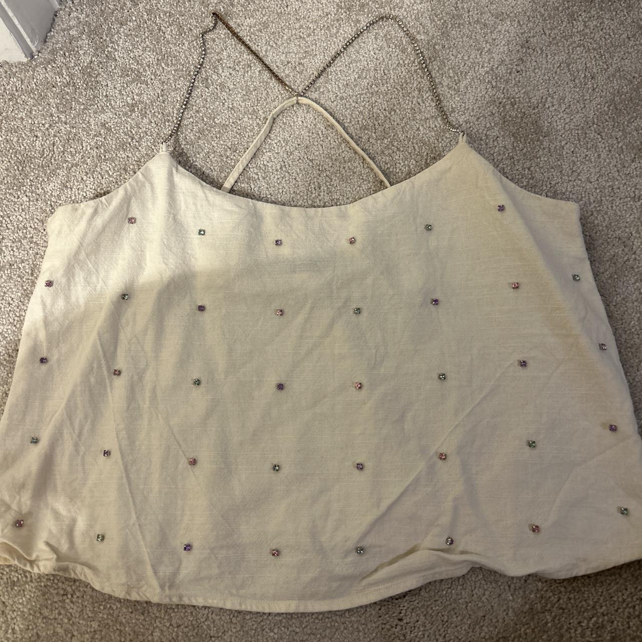 Zara cropped rhinestone top with diamanté straps... - Depop
