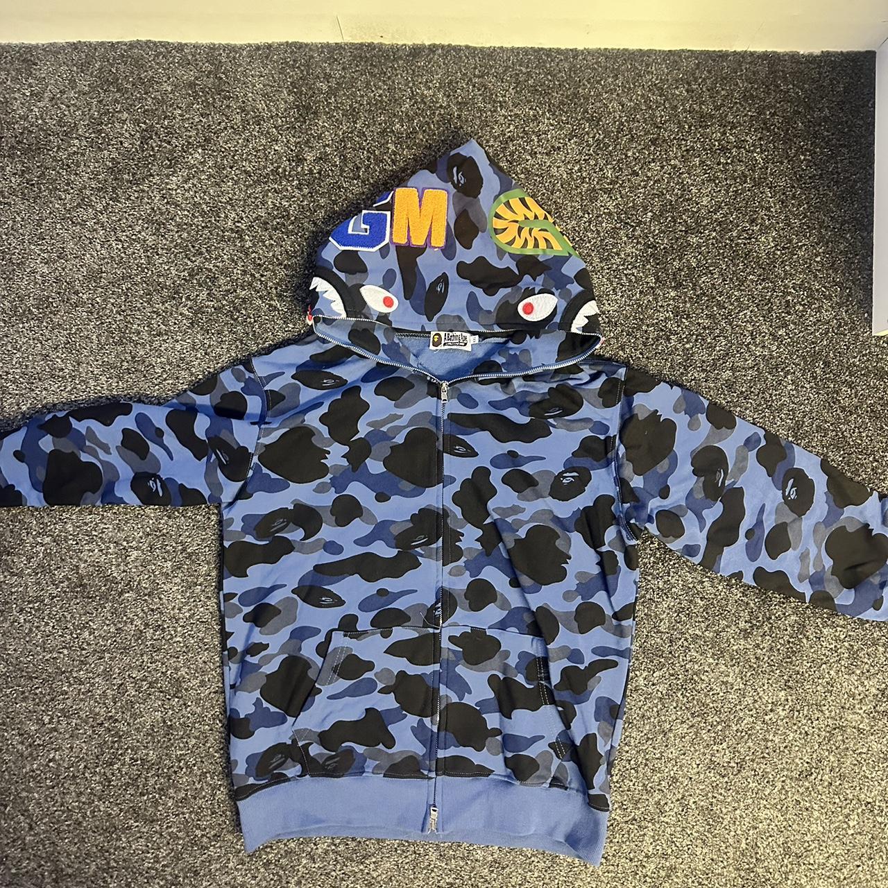 Dark blue bape hoodie fits like an L - Depop