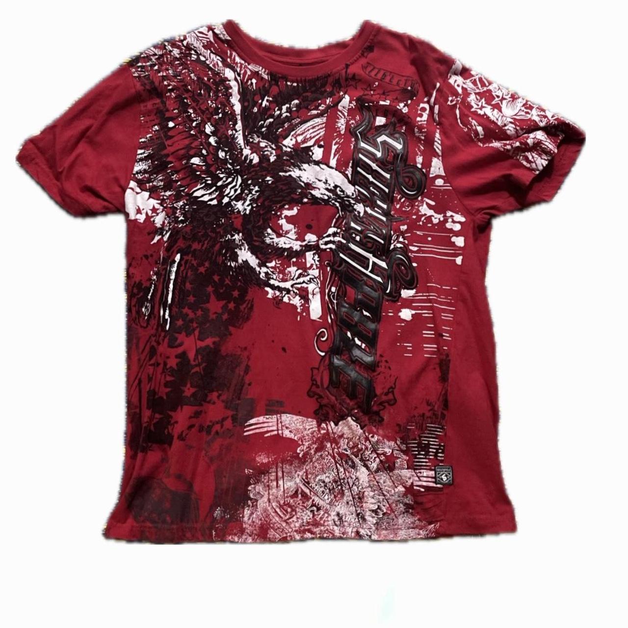 Red Affliction south pole graphic t-shirt with eagle... | Depop