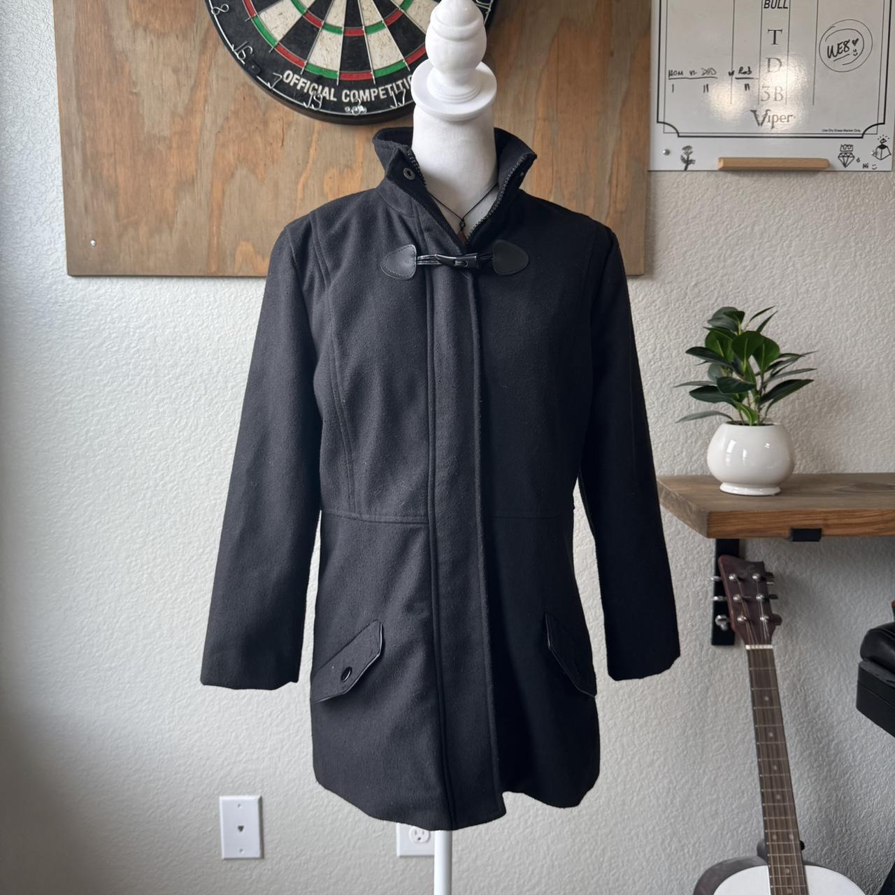 Black Rampage pea coat with toggle closure and... | Depop
