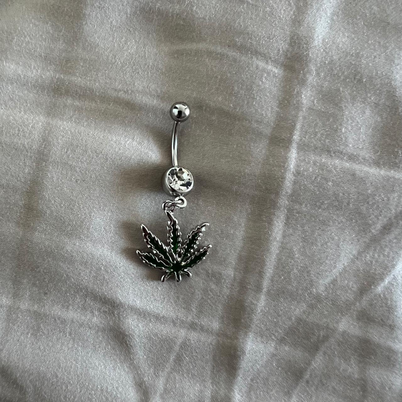 Weed plant belly piercing ring jewellery brand new... - Depop