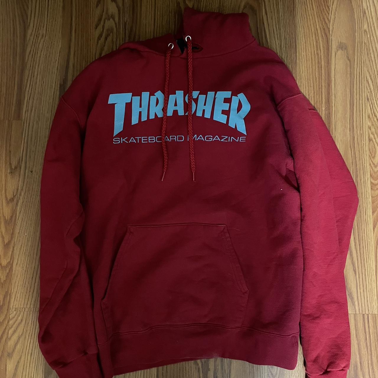 Thrasher red and blue hoodie - Depop
