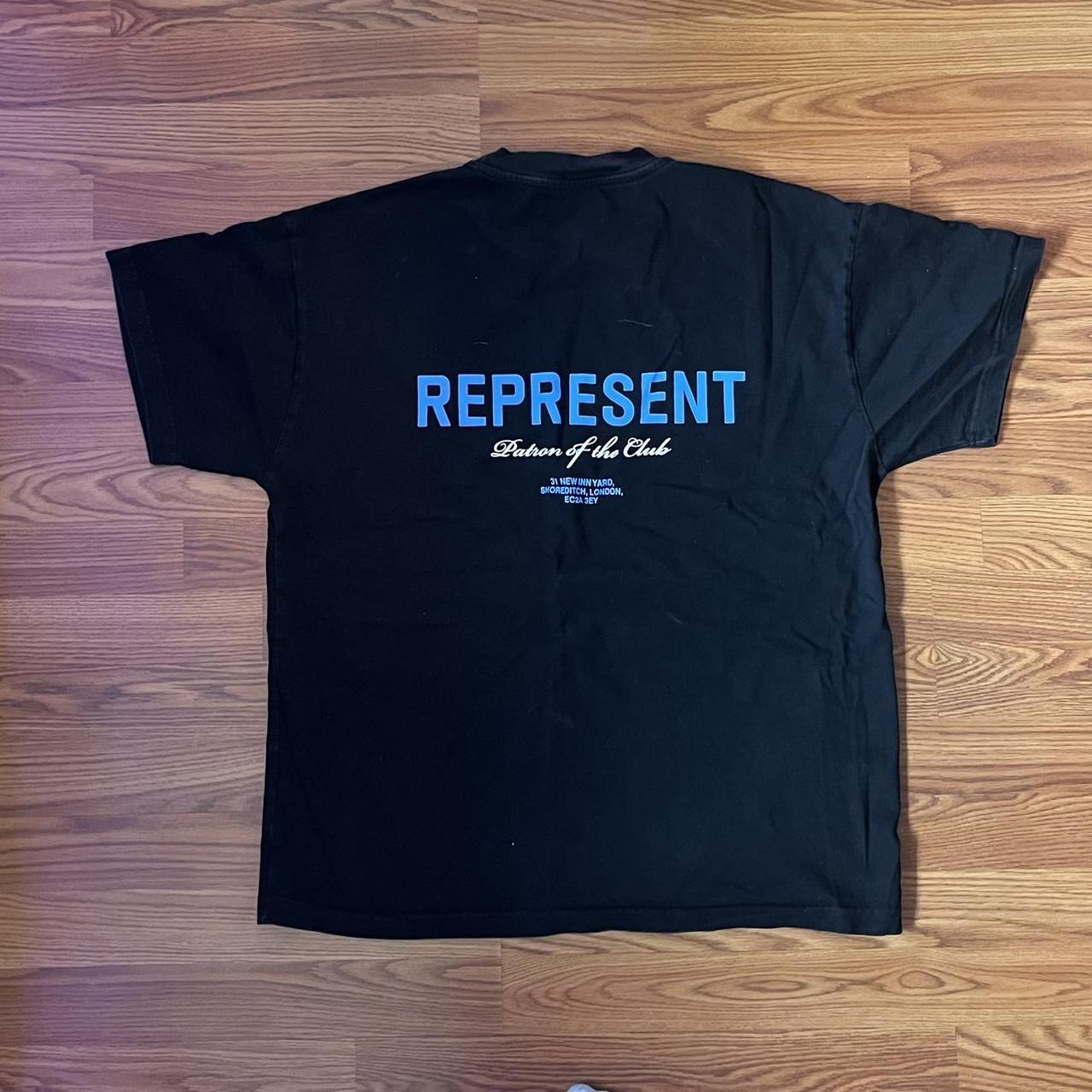Represent Patron of the Club Black and Blue T-Shirt - Depop