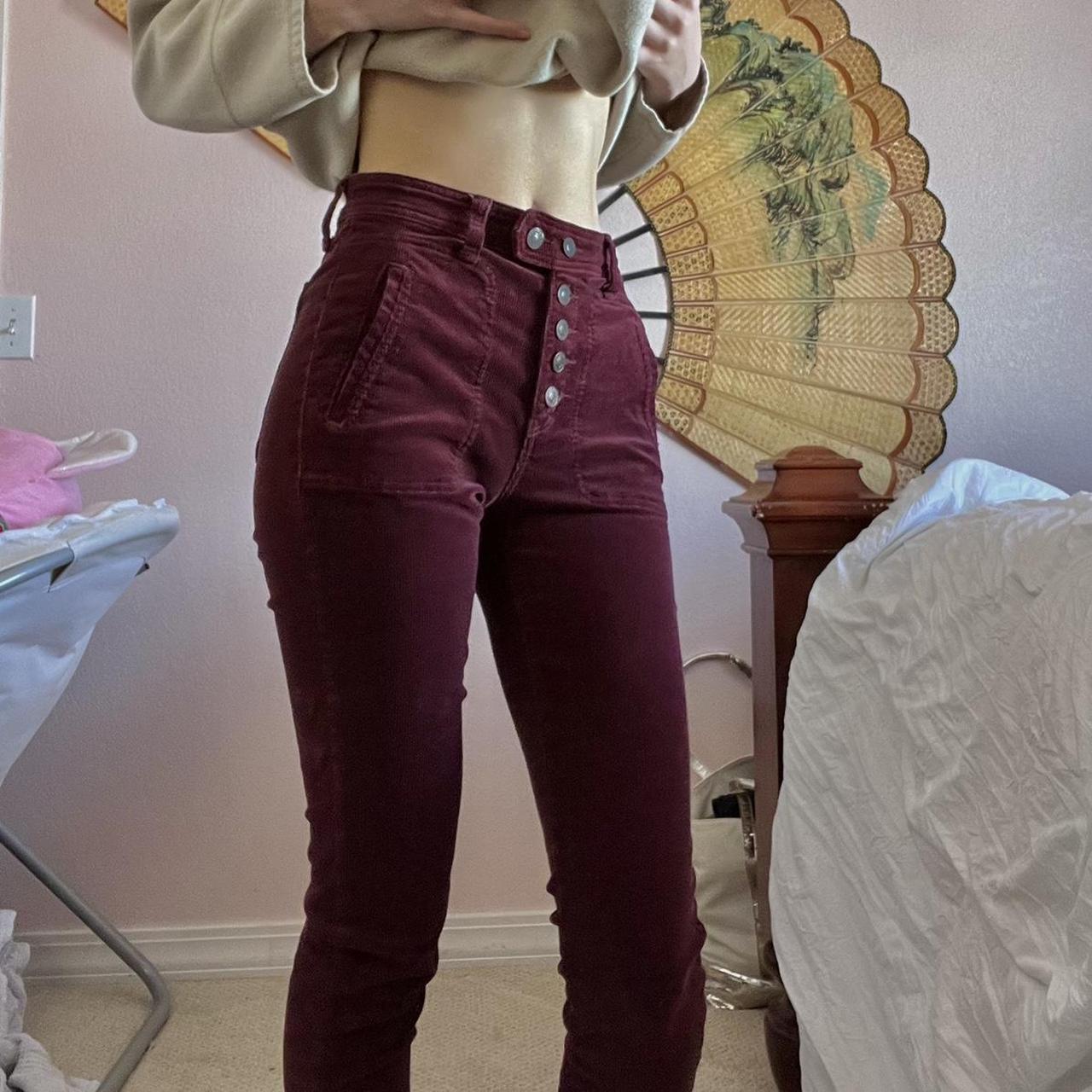 American eagle maroon corduroy pants! -fits great... - Depop