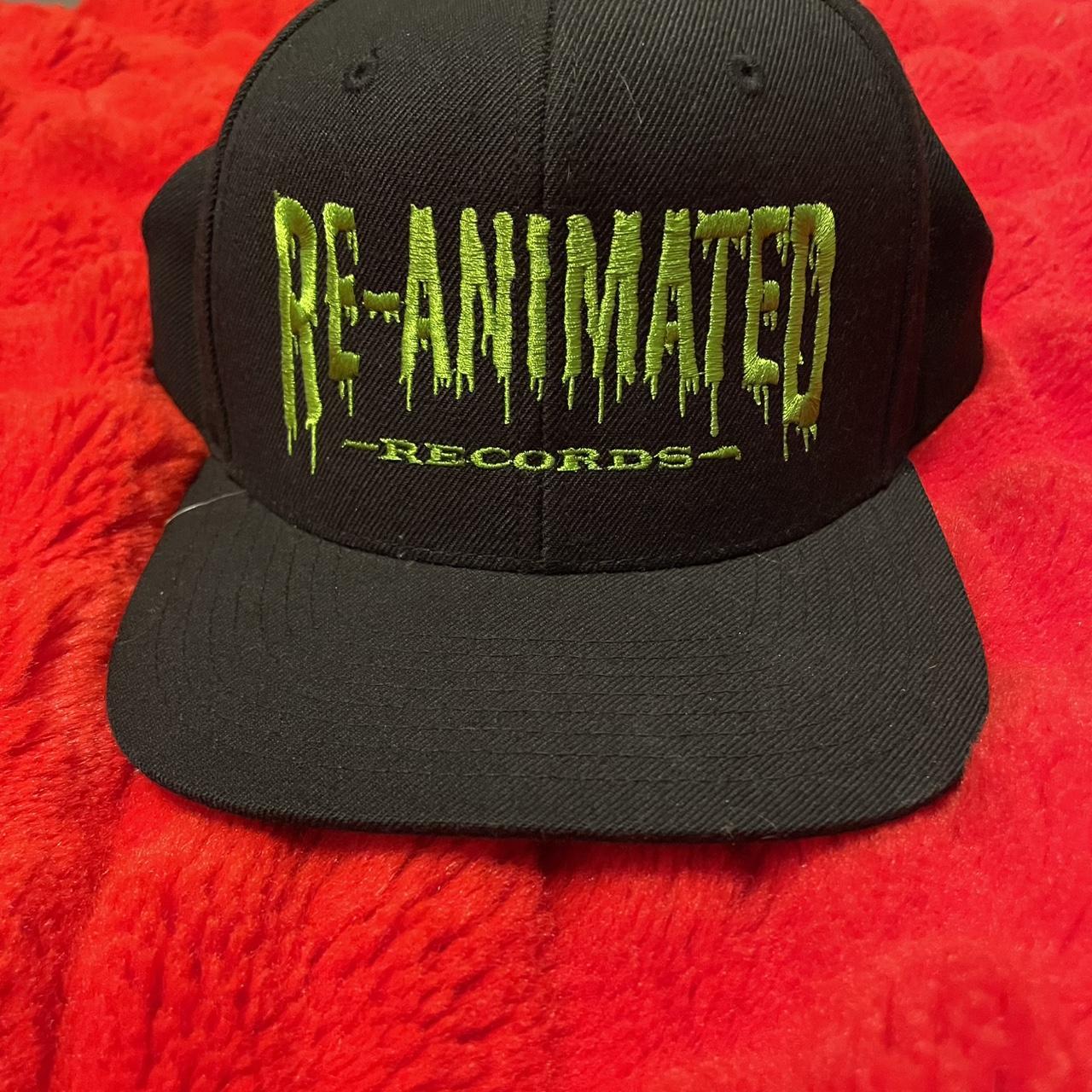 reanimated records big texted green and black hat,... - Depop