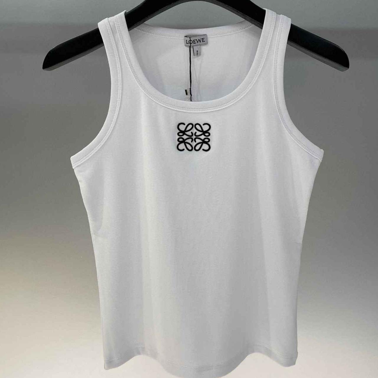 Loewe white women's fashionable tank top - Depop